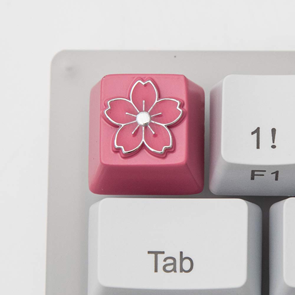 HFSECURITY Sakura Cherry Blossoms Metal Backlit Keycaps for Cherry Mx Switch Mechanical Gaming Keyboard Zinc Aluminum Alloy 3D Keycaps