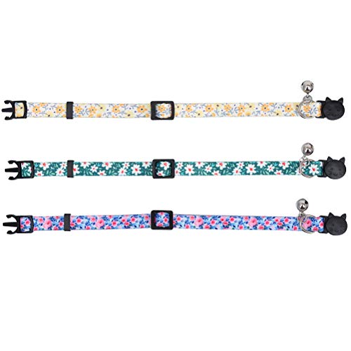 Lamphyface 3 Pack Cat Collar Floral with Bell Breakaway Adjustable Flower for Cats Kitten