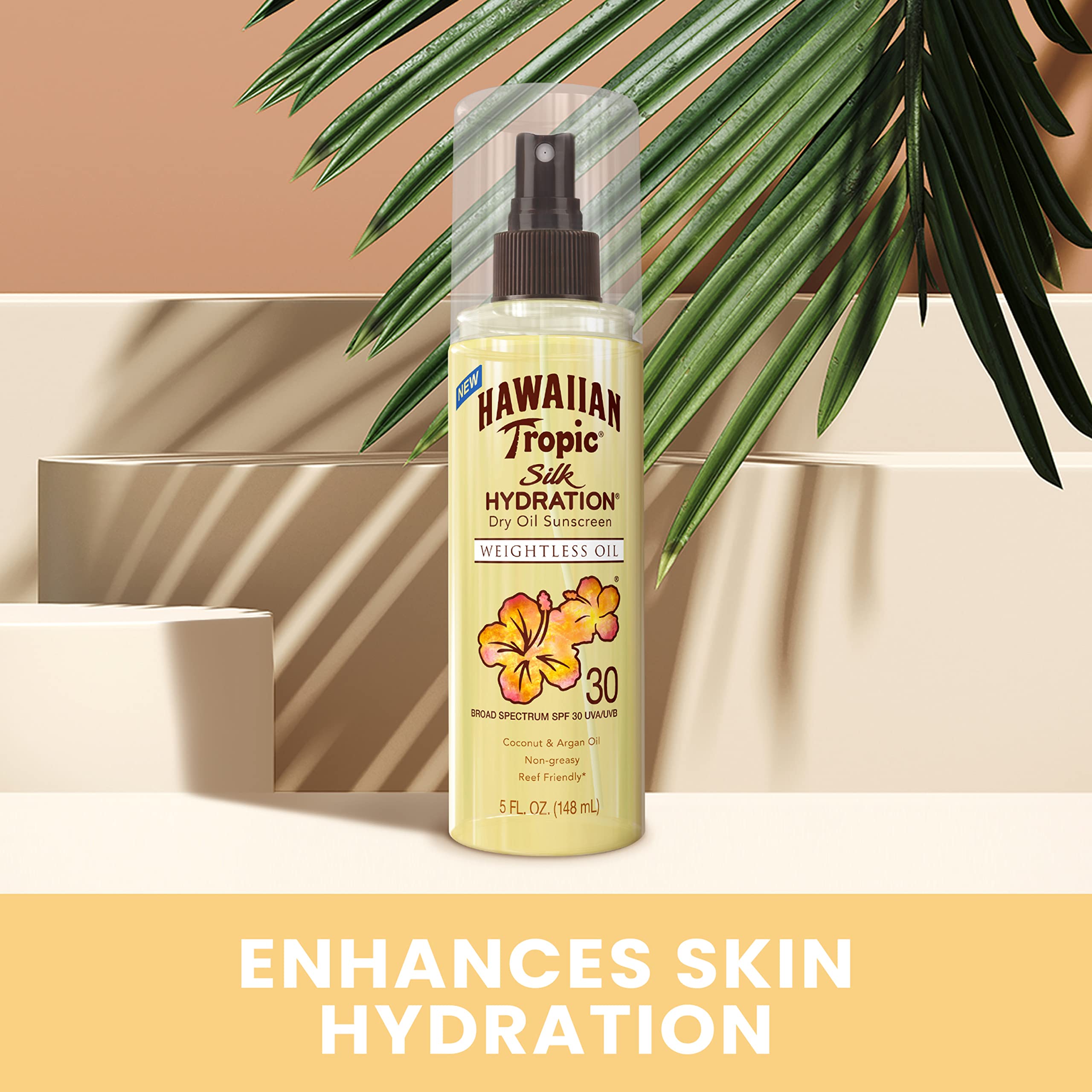 Hawaiian Tropic Weightless Hydration Dry Oil Sunscreen Mist SPF 30, 5oz | Sunscreen Oil, Dry Oil Sunscreen Spray, Hawaiian Tropic Sunscreen SPF 30, Oxybenzone Free Sunscreen, 5oz