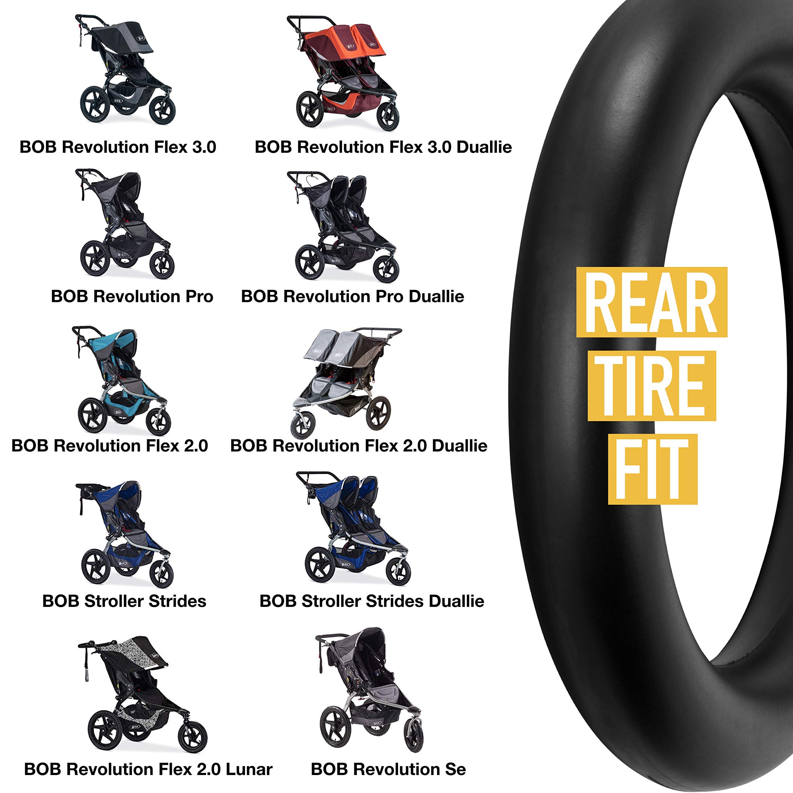 Stroller Tire Pump & Tube Replacement for BOB Jogging Strollers (BOB Revolution Flex, Pro Se, Strides, Duallie Joggers)