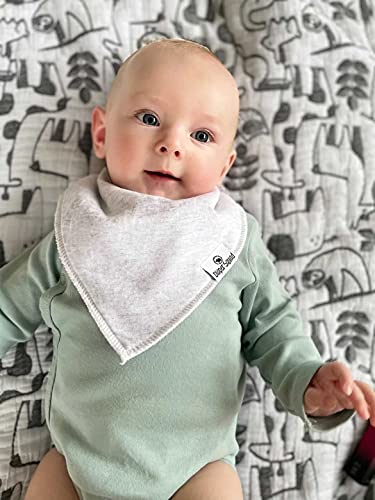 Diaper Squad 100% Organic Cotton Neutral Solid 10-Pack Baby Drool Bandana Bibs for Boys and Girls, Plain Colors