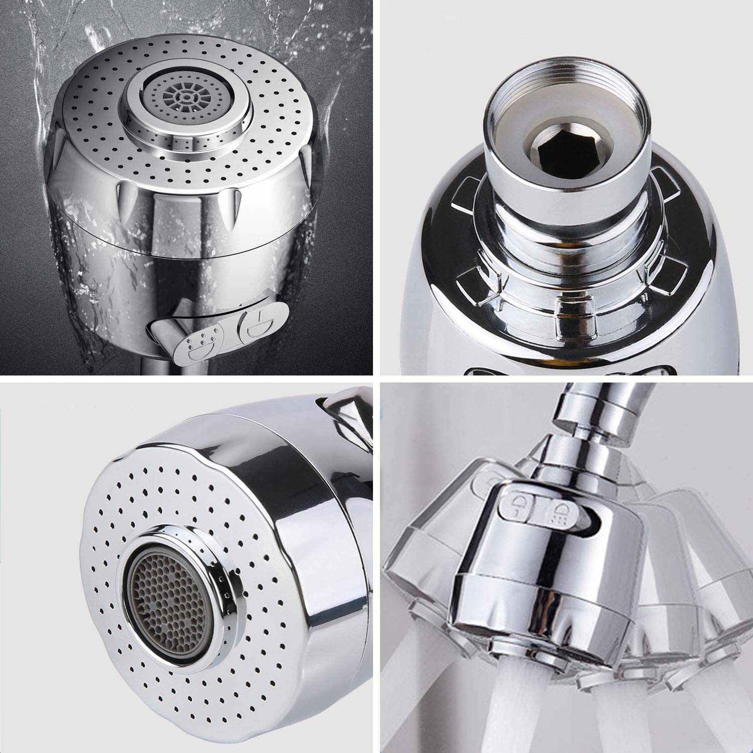 360 degree swivel faucet,2 Pack Kitchen Sink Faucet Sprayer Head Anti -Splash Tap Kitchen Bathroom Nozzle Filter Water Saving Water Tap Replacement