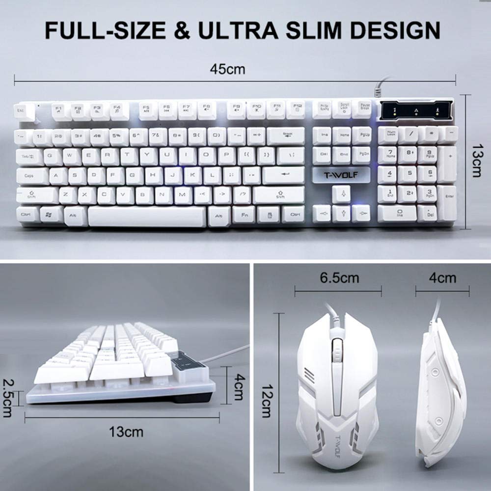 No/Brand Gaming Keyboard, Wired Keyboard with Mouse Combo, Gaming Player Kit with LED-Backlit Keyboard, Silent Gaming Mouse Kit for PC Laptops