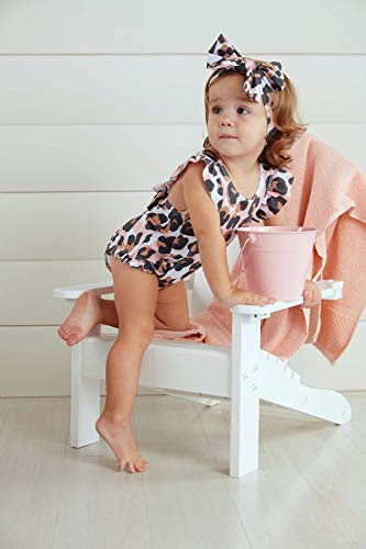 Mud Pie baby girls LEOPARD SWIMSUIT AND HEADBAND, Pink, 12-18 Months US