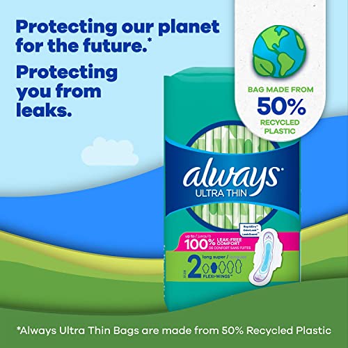 Always Ultra Thin Feminine Pads For Women, Size 3 Extra Heavy Long Absorbency, Multipack, With Wings, Unscented, 38 Count x 3 Packs (114 Count total)
