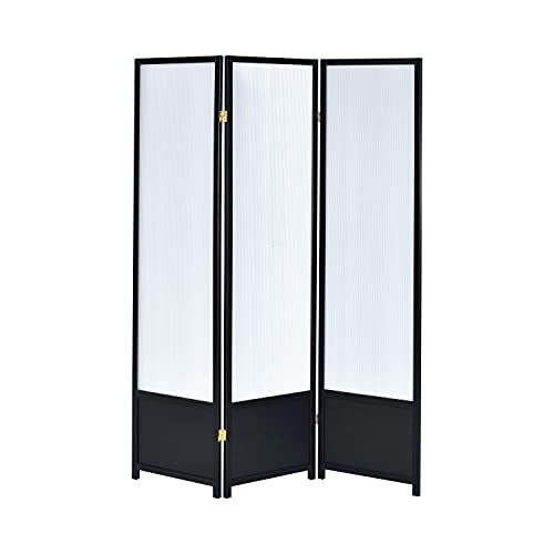 Coaster Home Furnishings Calix 3-Panel Folding Floor Screen Translucent and Black