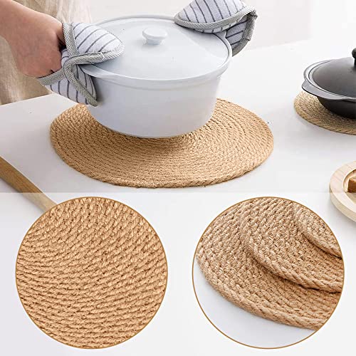 Amidaky Round Woven Placemats Set of 4 Braided Placemats Washable Natural Jute Round Table Mats 14 inches Brown