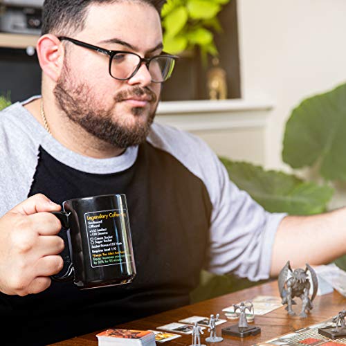 MMO Mug - Legendary Coffee Mug Level 110 - Large Ceramic Black Coffee Mug 15oz - Gaming, Gamer Cup