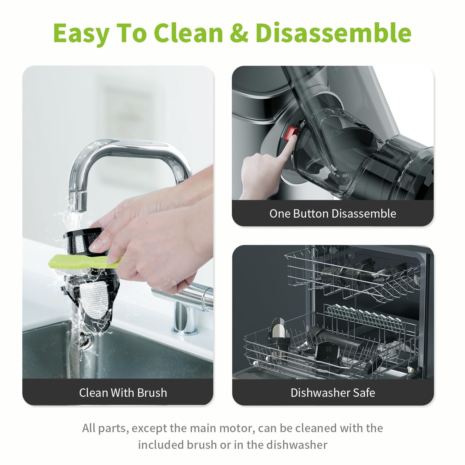 Aeitto Cold Press Juicer Machines, 3.6 Inch Wide Chute, Large Capacity, High Juice Yield, 2 Masticating Juicer Modes, Easy to Clean Slow Juicer for Vegetable and Fruit (Silver)