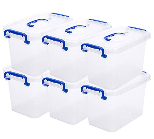 ZHENFAN Clear Storage Latch Box, 4.5 Quart Plastic Storage Bin with Locking Lids and Handle, 6-Pack