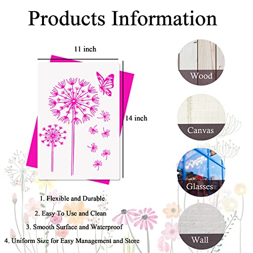 65 Pieces Animal Stencils for Painting, Small Reusable Deer Bear Stencil Template Tree Bee Bird Mountain DIY Craft Paint Stencils for Painting on Wood Wall Card Rock Decor (Dandelion)