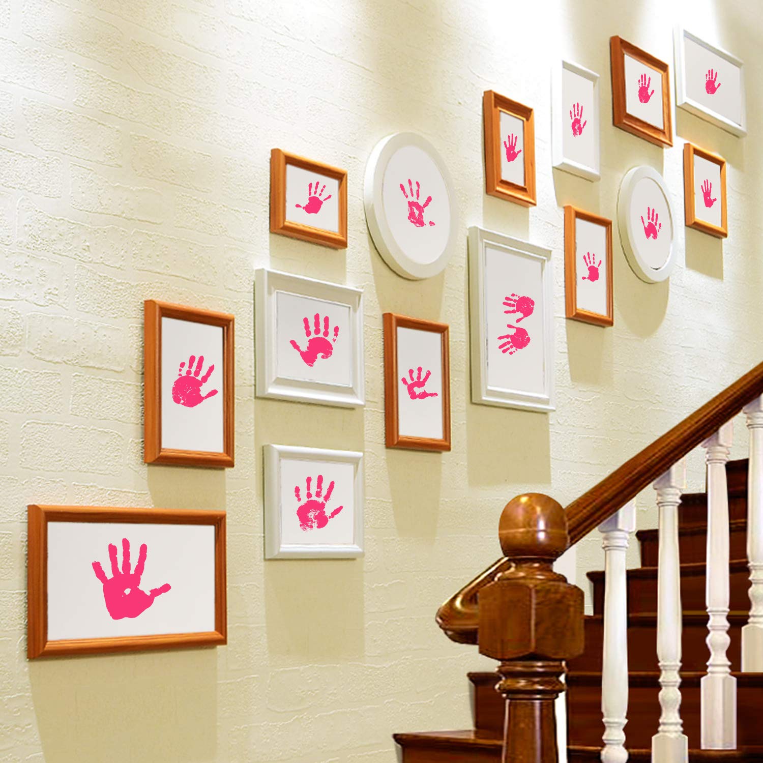 Ink Pad, 5x4'' Washable Non-Toxic Ink Stamp Pad for Baby Footprint Handprint, Pink