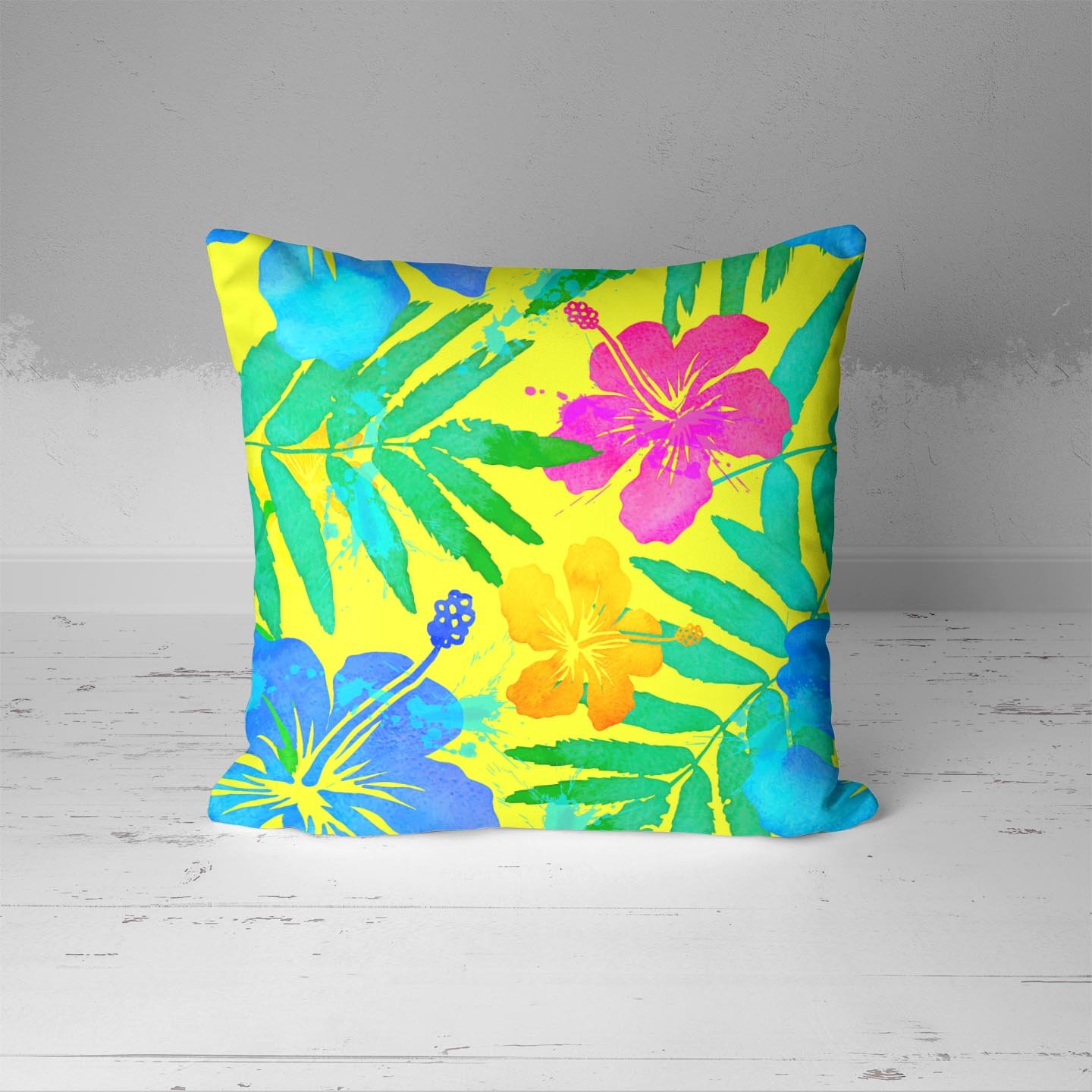 iiRov Summer Design Ink-Fuzed Decorative Throw Pillow - Tropical Fluorescent v2