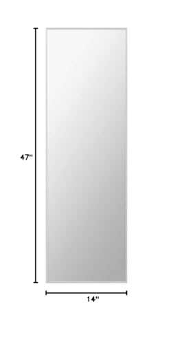 LVSOMT Full Length Mirror, 47"x14" Full Body Mirror, Wall Mounted Mirror, Over The Door Hanging Mirror, Long Mirror for Bedroom Living Room Locker Room, Aluminium Alloy Frame (Silver)