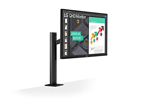 LG 27” 27BN88Q-B Ergo IPS QHD Monitor (2560x1440) with Ergonomic Stand & C-Clamp, USB Type-C™, DCI-P3 95% (Typ.), HDR10 and AMD FreeSync™