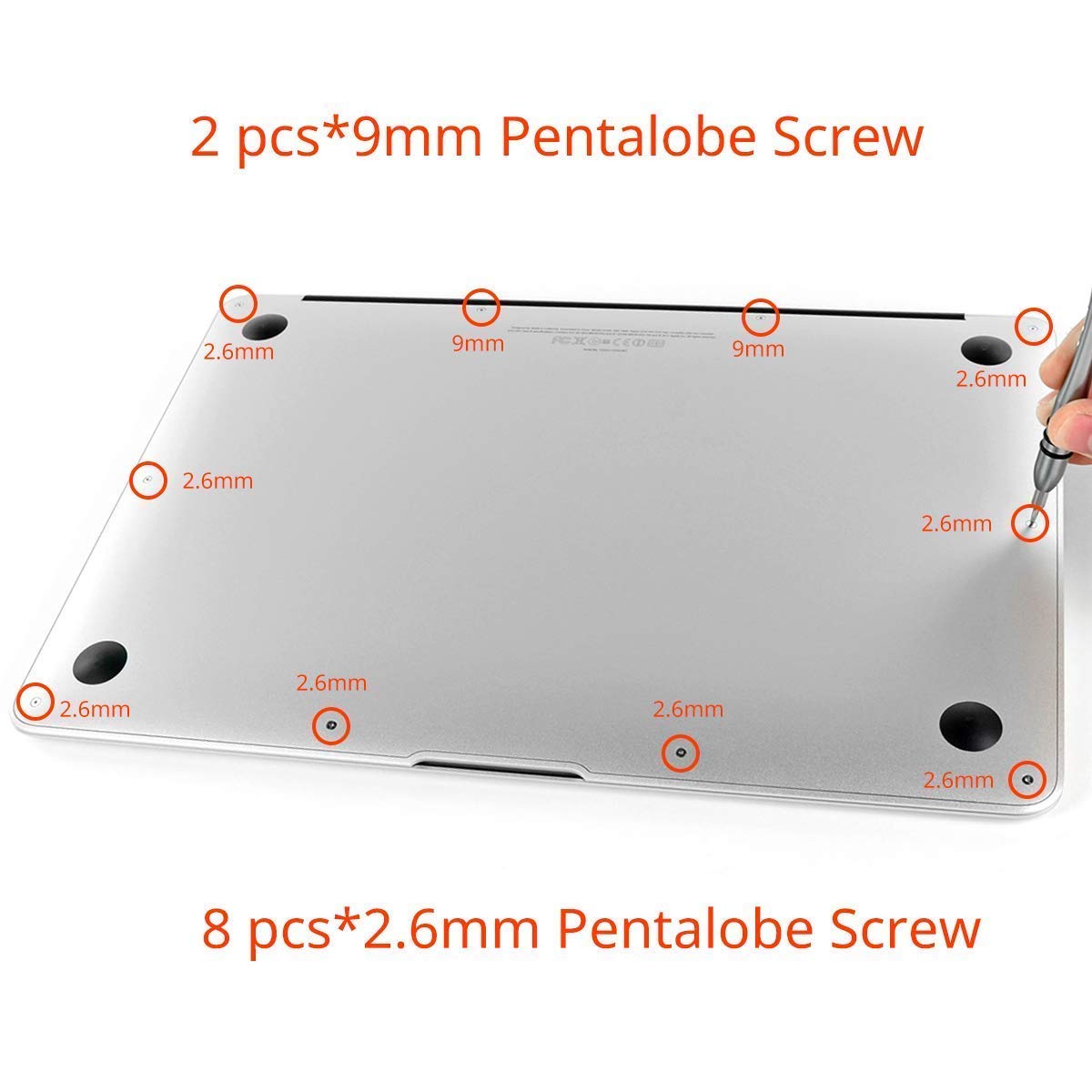 GODSHARK Replacement Screws Set for MacBook Air 13 inch A1369 A1466 2010 to 2017, 10pcs Unibody Bottom Case Cover P5 Pentalobe Repair Replacement Notebook Laptop PC Computer Screw