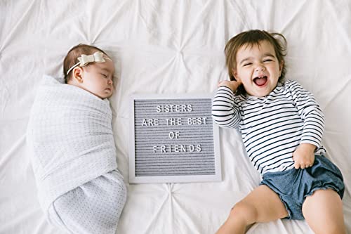 Pearhead Classic Wooden Letterboard, Gender-Neutral Baby Keepsake Nursery Décor, Photo Prop Message Board, Gray and White