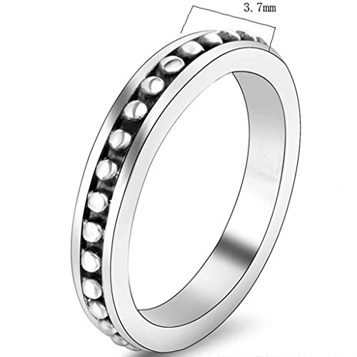 4mm Retro Vintage Stainless Steel Stacking Eternity Wedding Band Ring (Silver, 9)