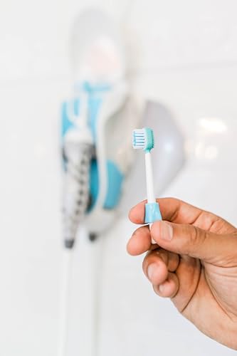 Tooth Shower Water Flossing Single Head Toothbrush, ToothShower Replacement Toothbrush Heads and Flossing Accessories, Oral Irrigator for Teeth, Braces, Ortho Bars, Implants (Blue)