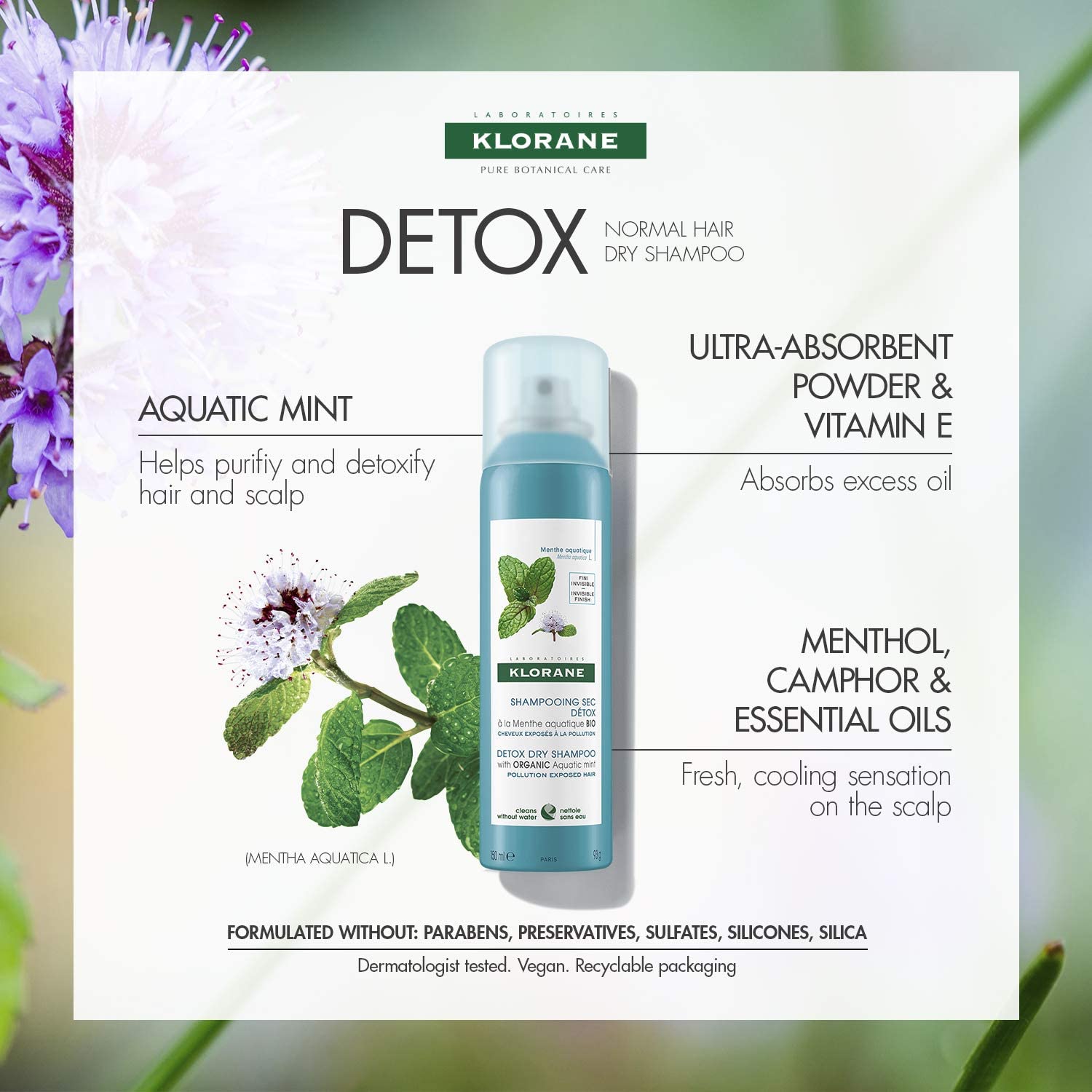 Klorane Dry Shampoo Discovery Set. Soothe, Control Oil, Detox. All Hair Types, No White Residue, Paraben & Sulfate-Free, 3 x 1.0 oz, 3 ct.
