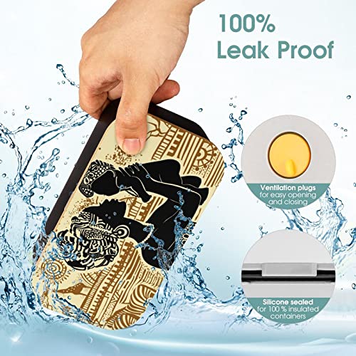 African Black Woman Bento Lunch Box Leak-Proof Bento Box Food Containers with 2 Compartments for Offce Work Picnic Black-Style