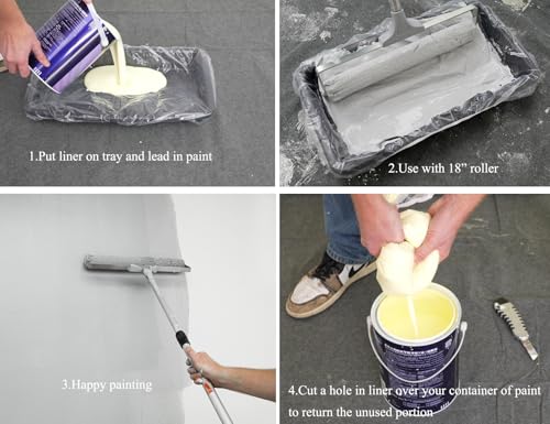 ROLLINGDOG 18 Inch Paint Roller - 18" Paint Roller Kit,Paint Tray Kit with 2pcs Tray Liners