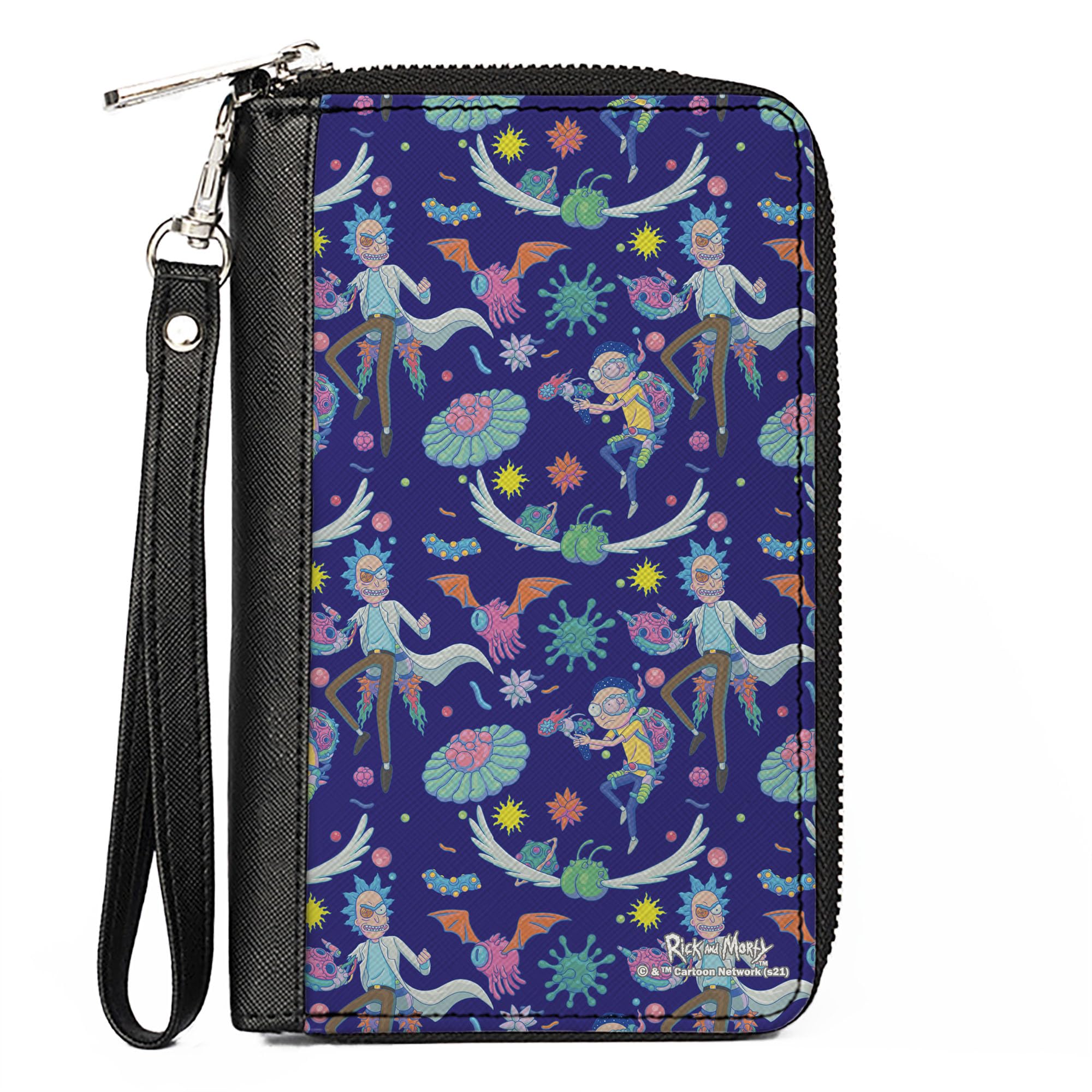Buckle-Down Women's PU Zip Around Wallet Rectangle-Rick and Morty, 7.5"x4.5"