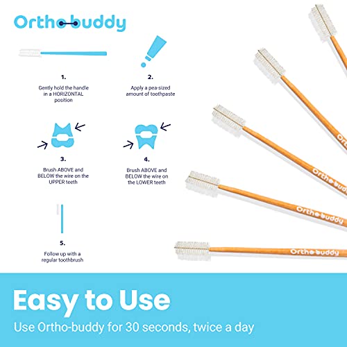 Ortho-buddy Orthodontic Toothbrush for Braces, Nylon Bristle Toothbrush for Teens & Adults with Braces, Brackets, and Wires for Regular & Interdental Cleaning of Teeth & Gums - Brown, Pack of 1