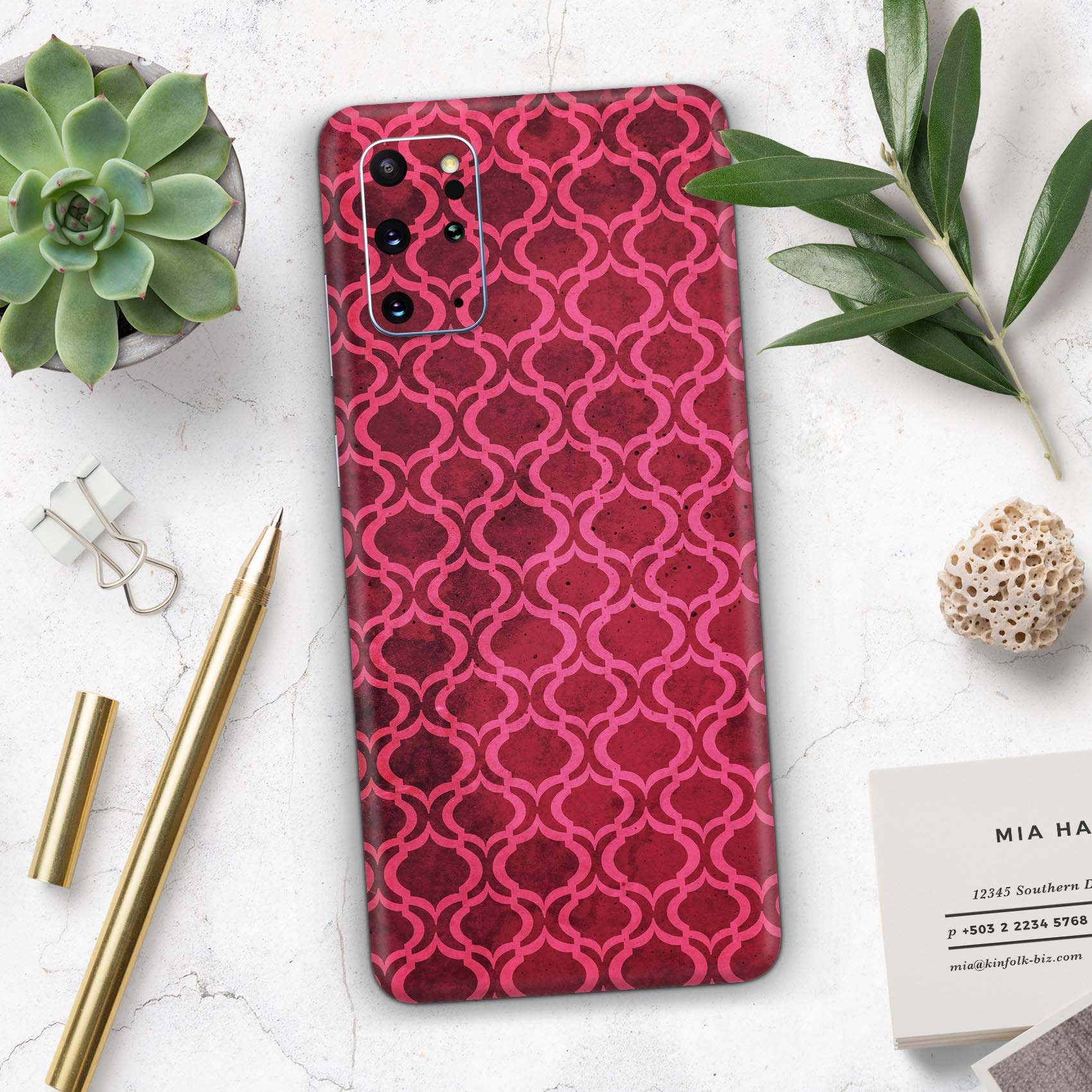 DesignSkinz Deep Fuschia Oval Pattern Protective Vinyl Decal Wrap Skin Cover Compatible with The Samsung Galaxy S20 (Screen Trim & Back Glass Skin)