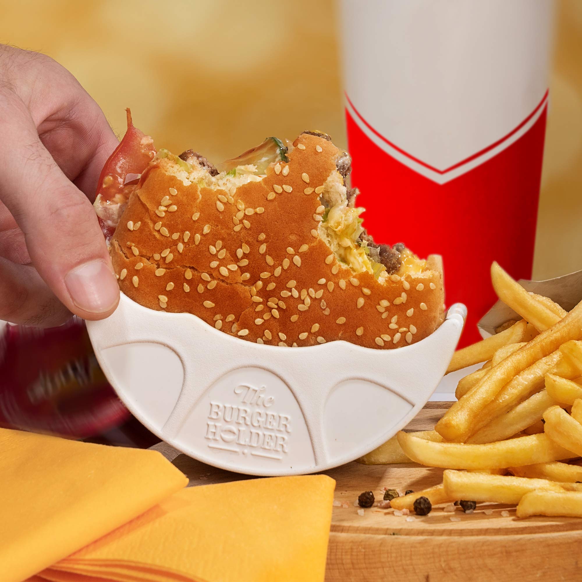 Original Burger Holder - Hygienic Reusable Hamburger Bun Shell - Eco Friendly Mess-Free Alternative to Wax Paper, Aluminum Foil, Tin Foil Sheets - Perfect for Sloppy Joes - BPA-Free & Dishwasher Safe