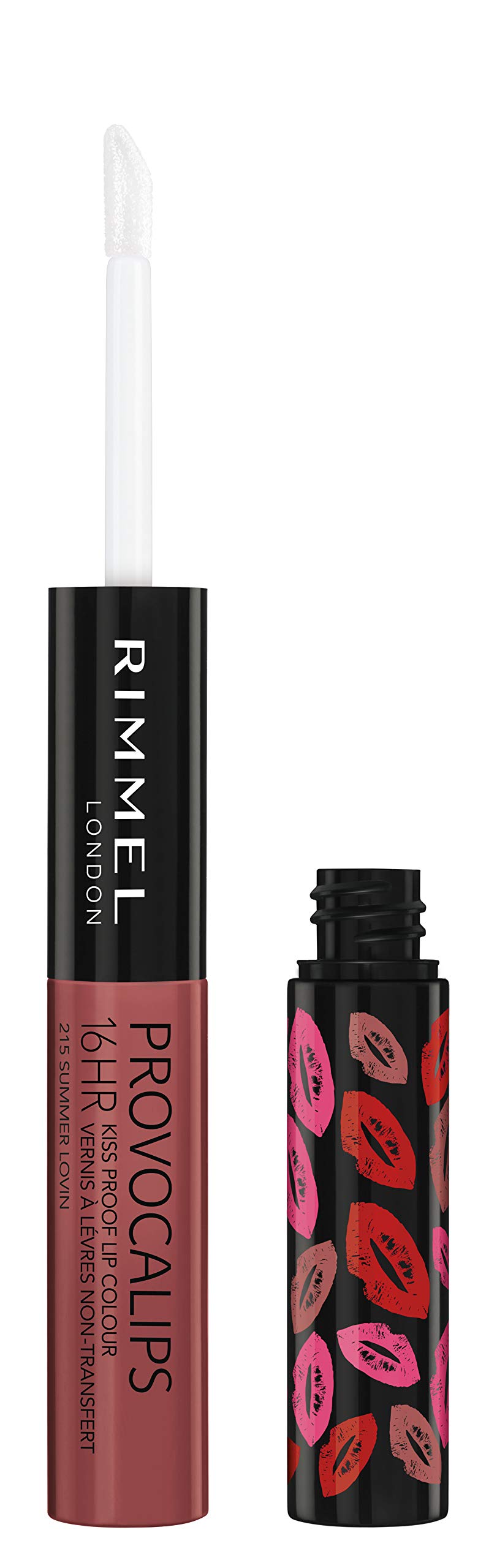 Rimmel London Provocalips 16hr Kiss-Proof Lip Color - Two-Step Liquid Lipstick to Lock in Color and Shine - 215 Summer Lovin, .14 fl.oz.