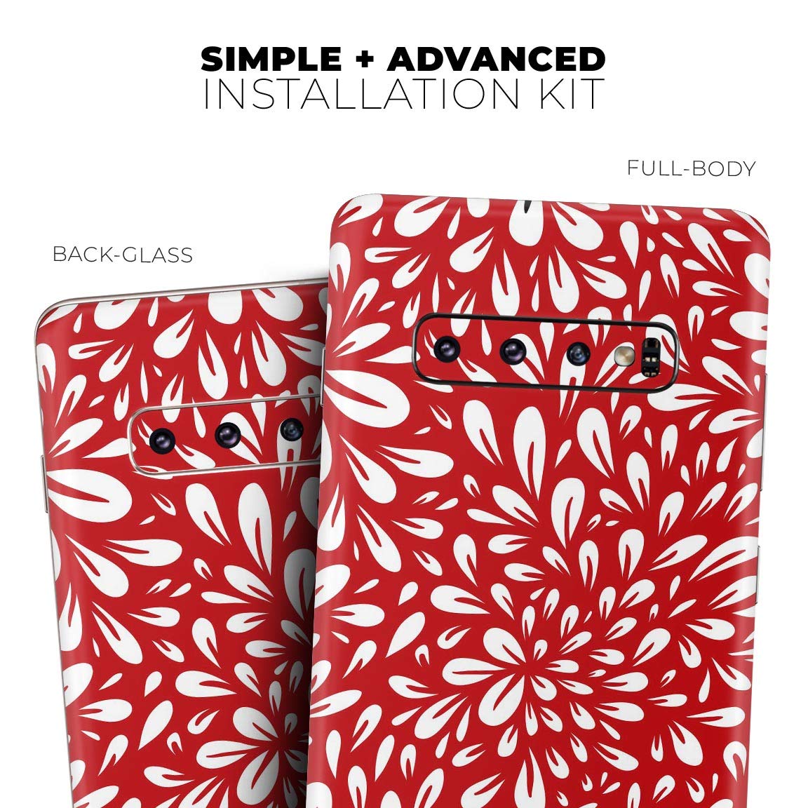 DesignSkinz Red Vector Floral Sprout Protective Vinyl Decal Wrap Skin Cover Compatible with The Samsung Galaxy S20 (Screen Trim & Back Glass Skin)