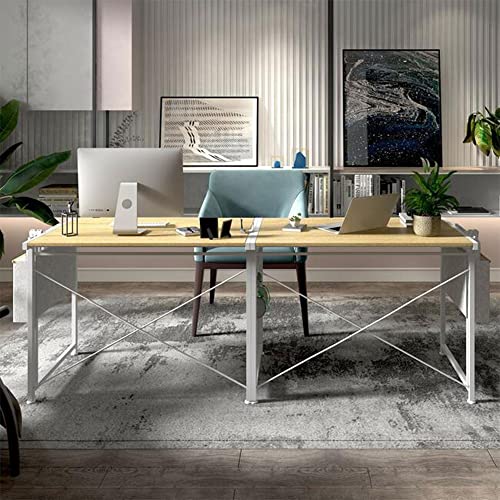 4NM 35.4" Wide Foldable Modern Writing Desk with Fabric Storage Side Catty for Papers and Storage 4 Hooks for Bedroom or Office, White