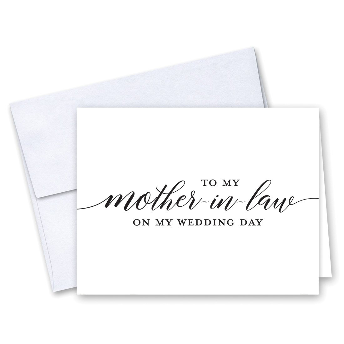 InvitationHouse Simple Script To My Mother-in-law | To My Father-in-law Wedding Day Folded Note Card Set (Black)