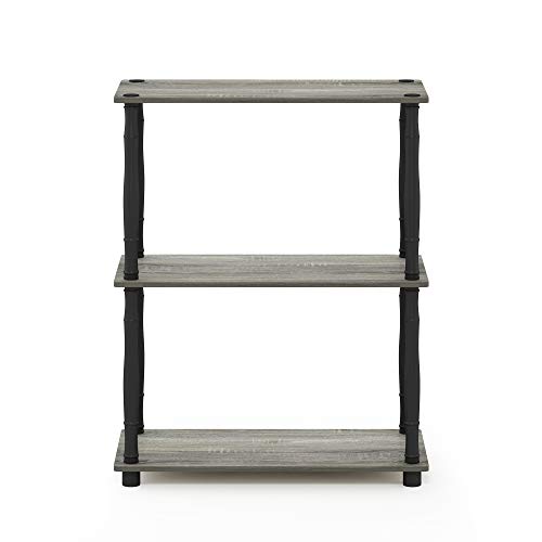 Furinno 18029GYW/BK Turn-N-Tube 3-Tier Compact Multipurpose Shelf Display Rack, Classic, French Oak Grey/Black, 3-Tier Classic Tubes