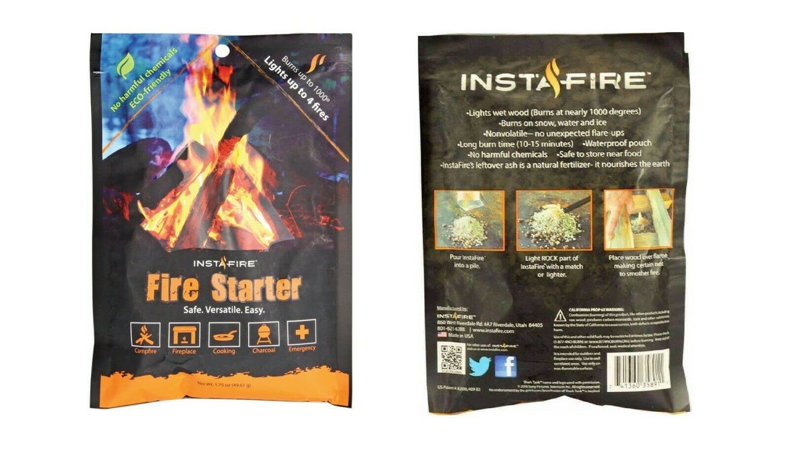 Fireplace Blow Poker Bundle with InstaFire Starter - All in one Fire Poker, Blow Poke, Rake Tool