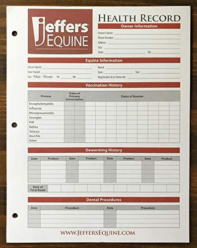 JeffersEquine Horse Health Records Horse Health Chart - 3 Pack