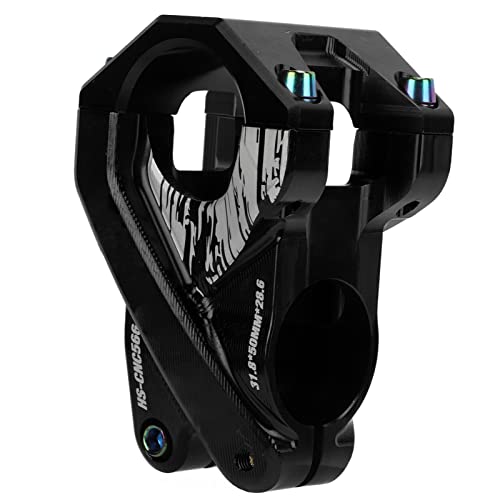 50mm Bike Stem, Short Handlebar Stem Cool Modeling Anodized Bright CNC Machining Sturdy for Road Bike for Mountain Bike(Black)