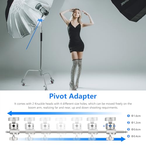 NEEWER Pro 100% Metal C Stand Light Stand with Wheels, Max. Height 10.8ft/330cm Adjustable Reflector Stand with 4ft/120cm Boom Arm & 3 Pulleys for Photo Studio Video Reflector, Monolight, etc