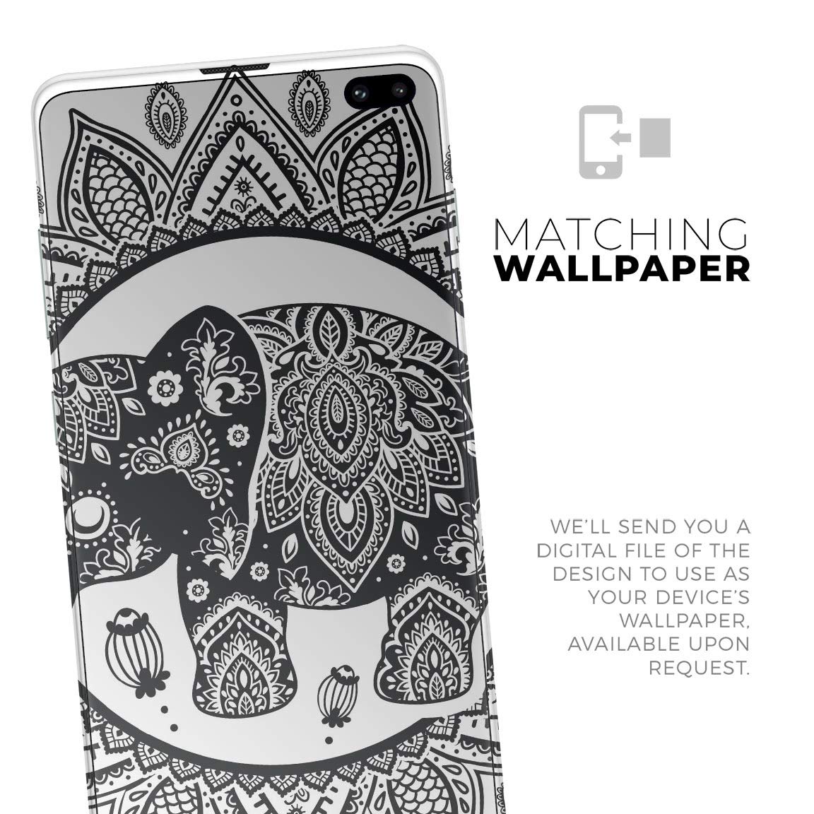 DesignSkinz Indian Mandala Elephant Protective Vinyl Decal Wrap Skin Cover Compatible with The Samsung Galaxy S20 (Screen Trim & Back Glass Skin)
