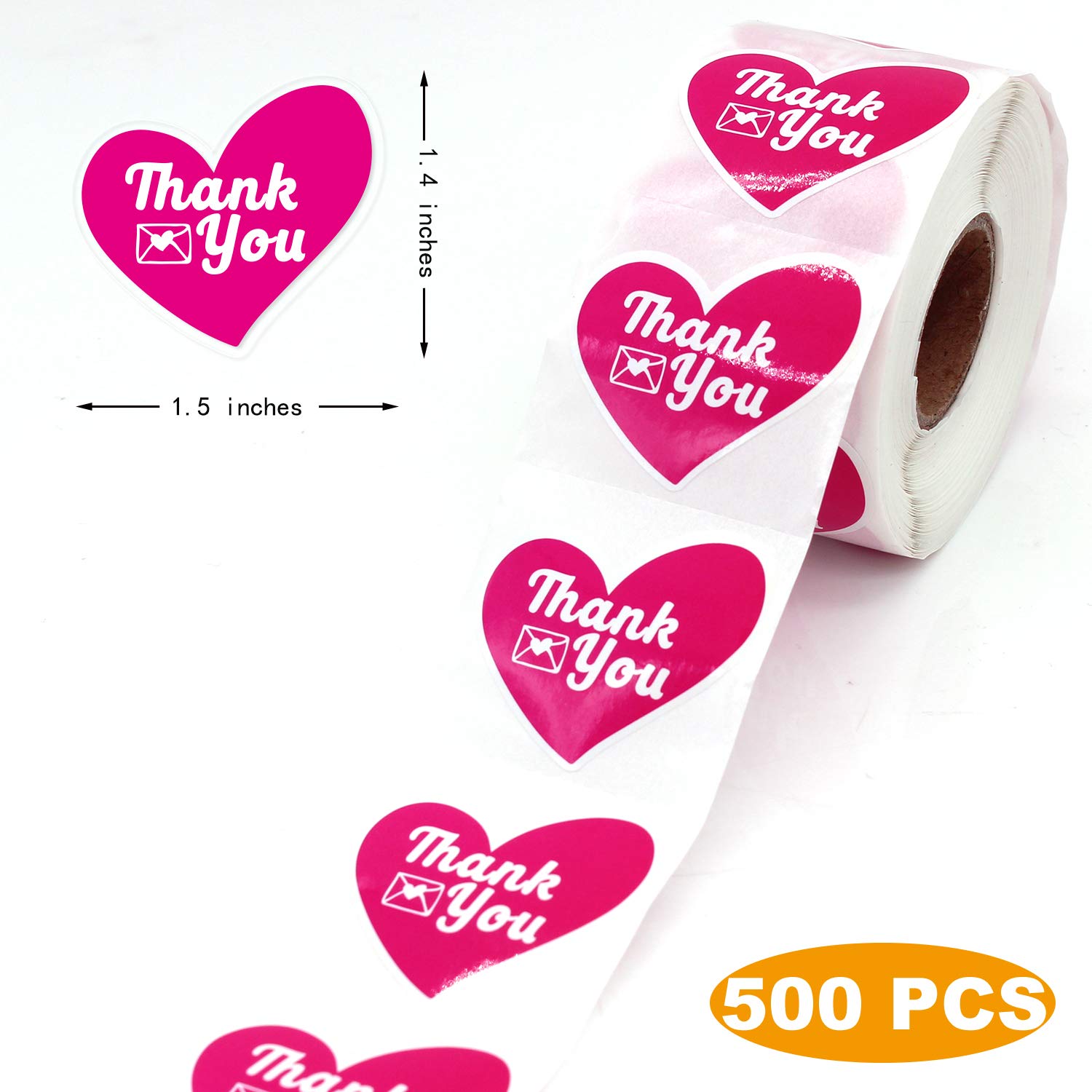 Muminglong 1.5 Inch Thank You Pink Love Mail Stickers, Small Shop Stickers, Small Business, Packaging Sticker, Thank You Sticker,500 PCS