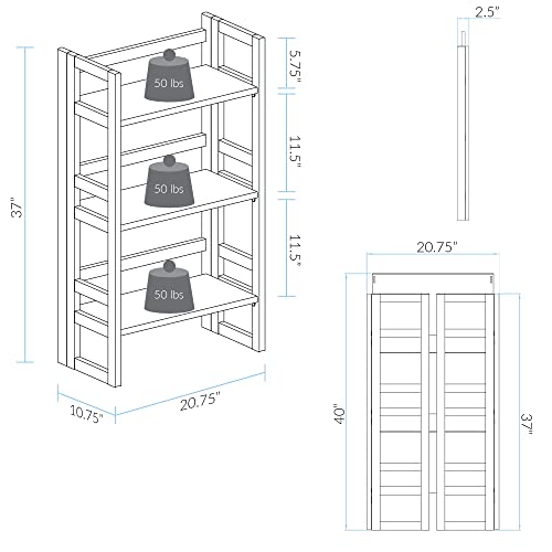 Casual Home 3-Shelf Folding Student Bookcase (20.75" Wide)-Natural