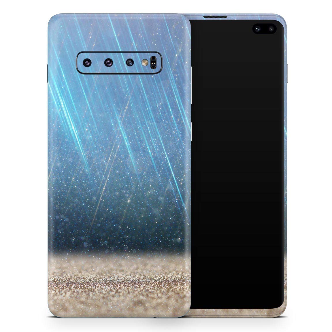 DesignSkinz Strachted Blue and Gold Protective Vinyl Decal Wrap Skin Cover Compatible with The Samsung Galaxy S20 (Screen Trim & Back Glass Skin)