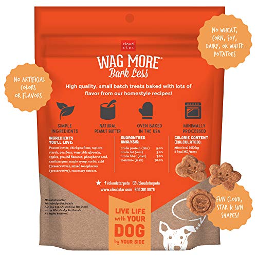 Cloud Star Corp, Wag More Bark Less Soft & Chewy Grain Free Peanut Butter & Apples Dog Treats