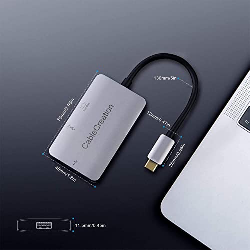 USB C to HDMI 4K Adapter with 100W Power Charging+ USB 3.0 3-in-1 Thunderbolt 3 Aluminum Hub, Compatible with MacBook Pro 2019/2018, XPS 13, Yoga 910, Galaxy S10/9 and Dex Supported Cellphone
