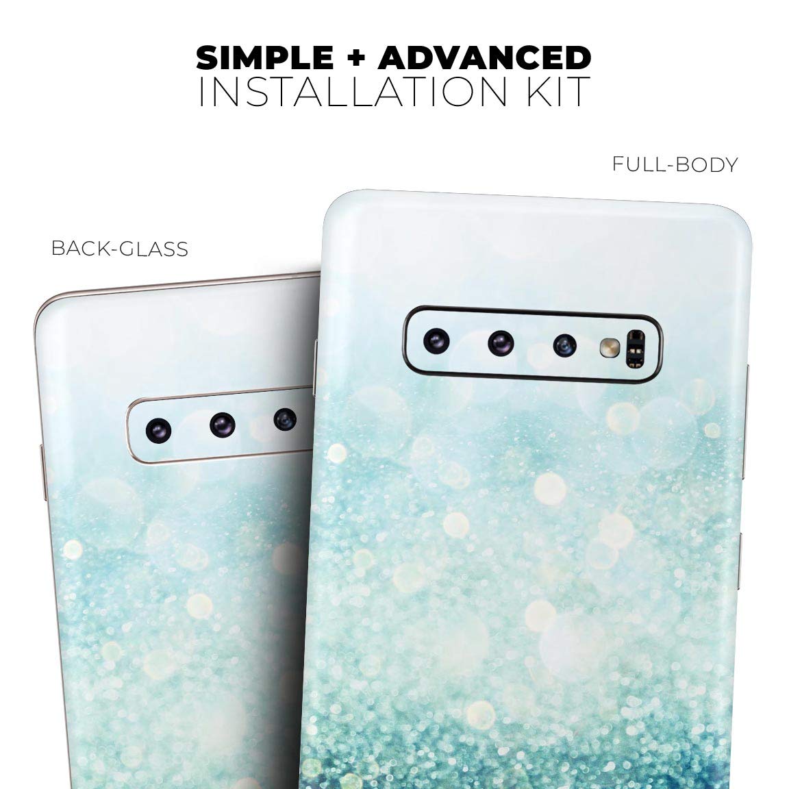 DesignSkinz Teal and Aqua Unfocused Sparkling Orbs Protective Vinyl Decal Wrap Skin Cover Compatible with The Samsung Galaxy S20 (Screen Trim & Back Glass Skin)