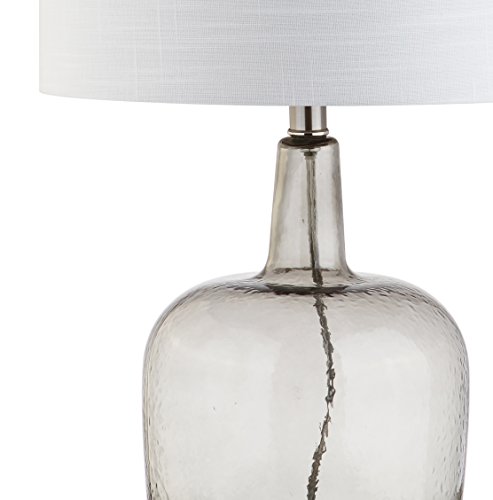 JONATHAN Y JYL4003A Augustine 26" Glass LED Table Lamp Modern Contemporary Bedside Desk Nightstand Lamp for Bedroom Living Room Office College Bookcase LED Bulb Included, Smoke Gray