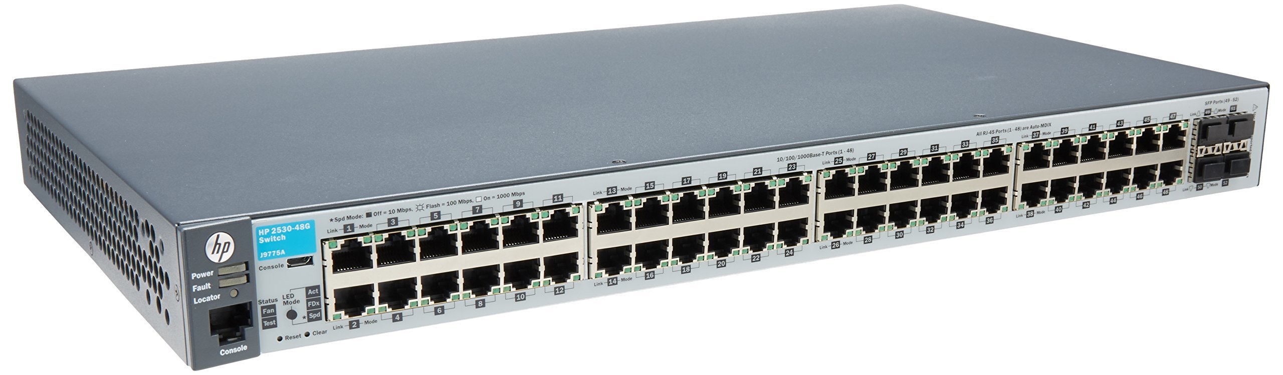 HP J9775A 2530-48g 48 Port Managed Switch w/Rack Ears - J9775-61001 (Renewed)