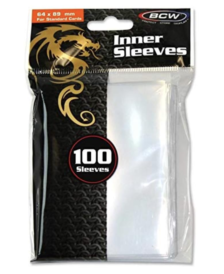 BCW_Supplies BCW 100 Count Standard Size Inner Clear Sleeves,2 Packs