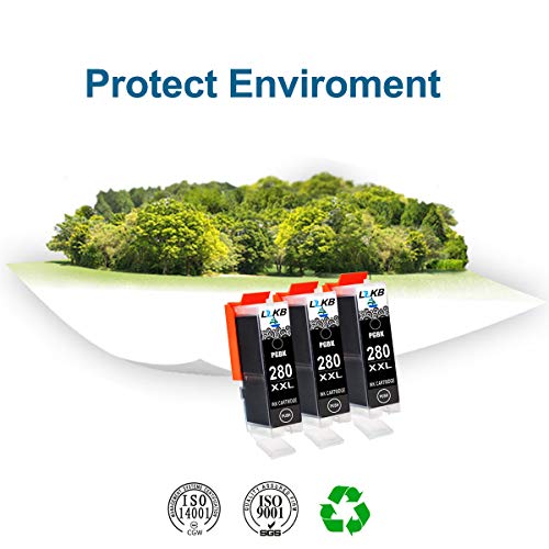 L2KB PGI-280 Compatible Replacement for Canon 280 Ink cartridges with PIXMA TR7520 TR8520 TS6120 TS6220 TS8120 TS8220 TS9120 TS9520 TS9521C Printer (3 Pack)
